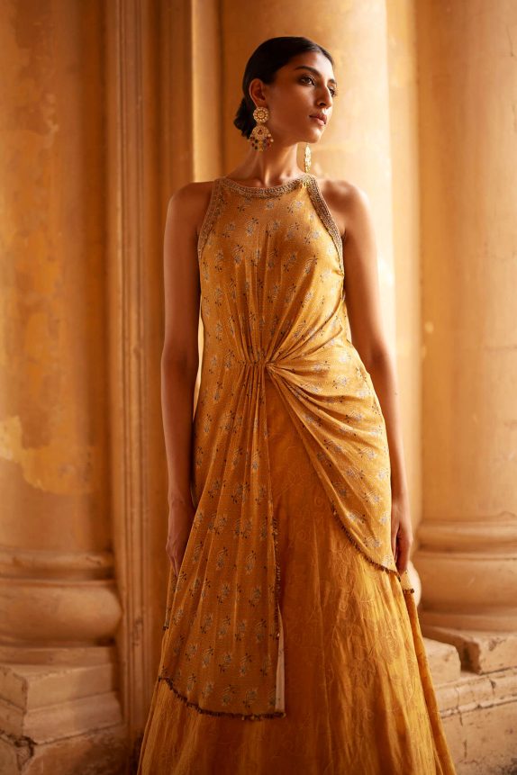 Draped Top – Lehenga Set – Label Anushree