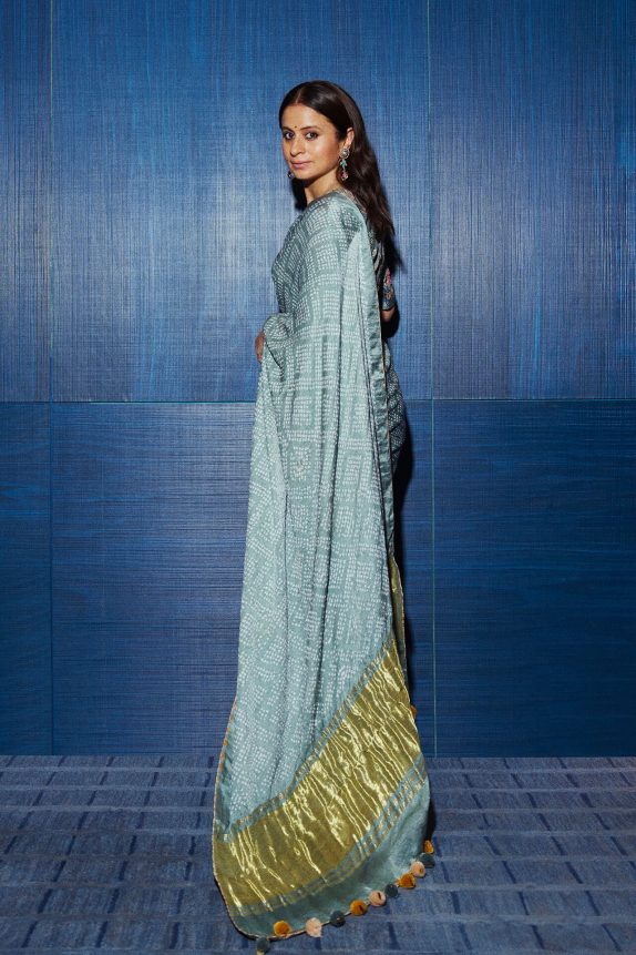 Blue Bandhani Saree – Label Anushree