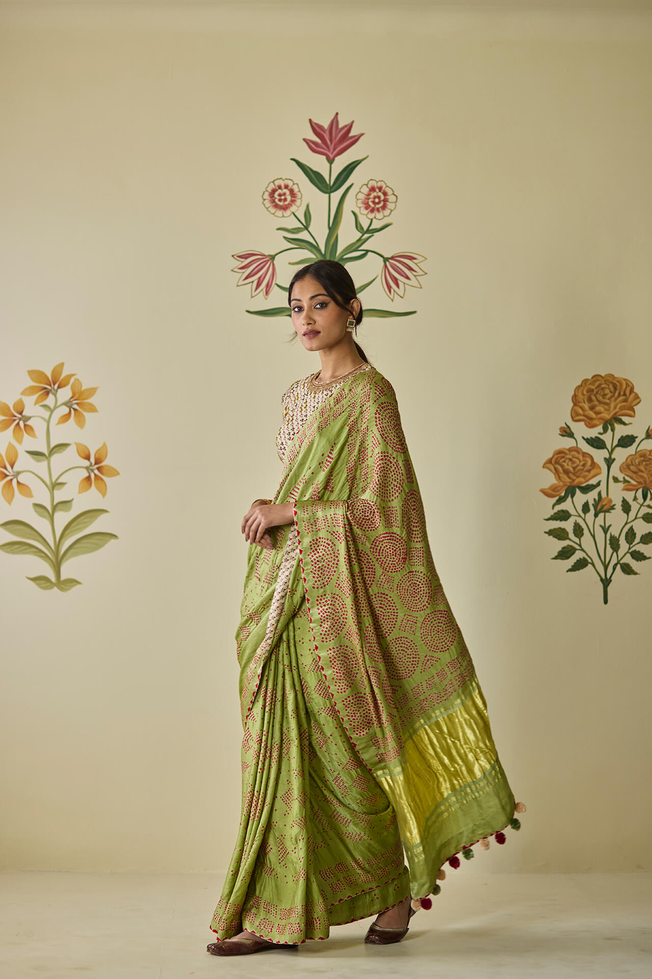 Green Bandhani Saree – Label Anushree