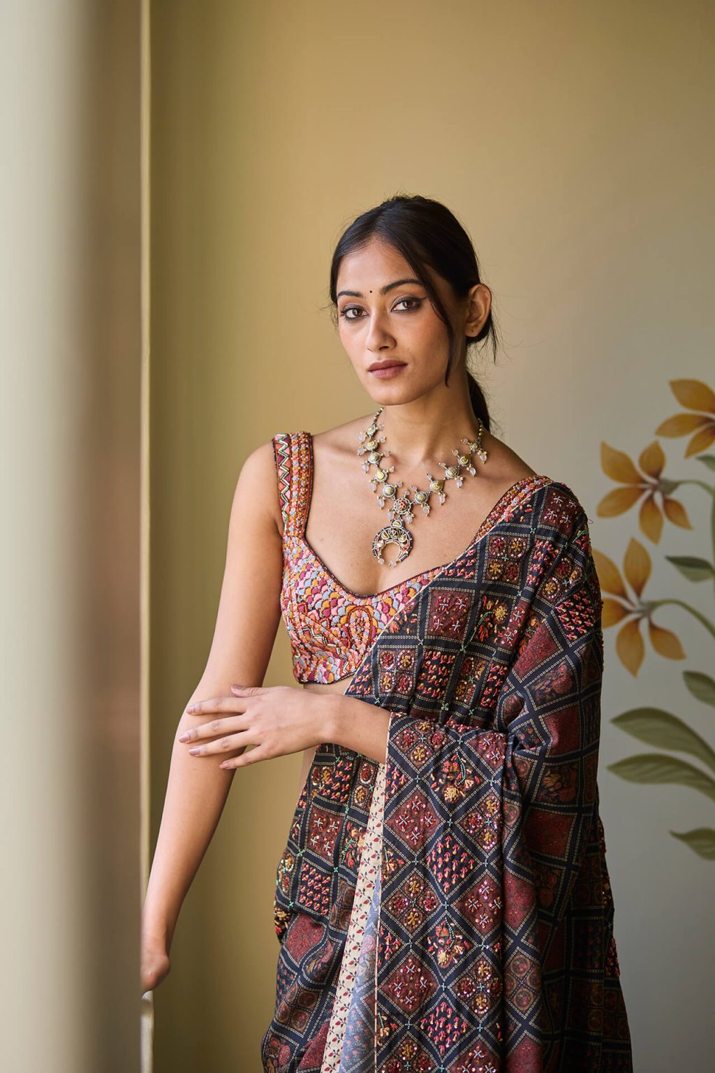 Black Beadwork Saree – Label Anushree